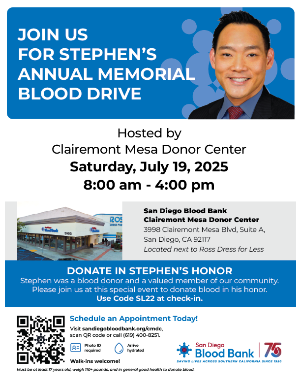Stephen Lew Memorial Blood Drive – UPAC